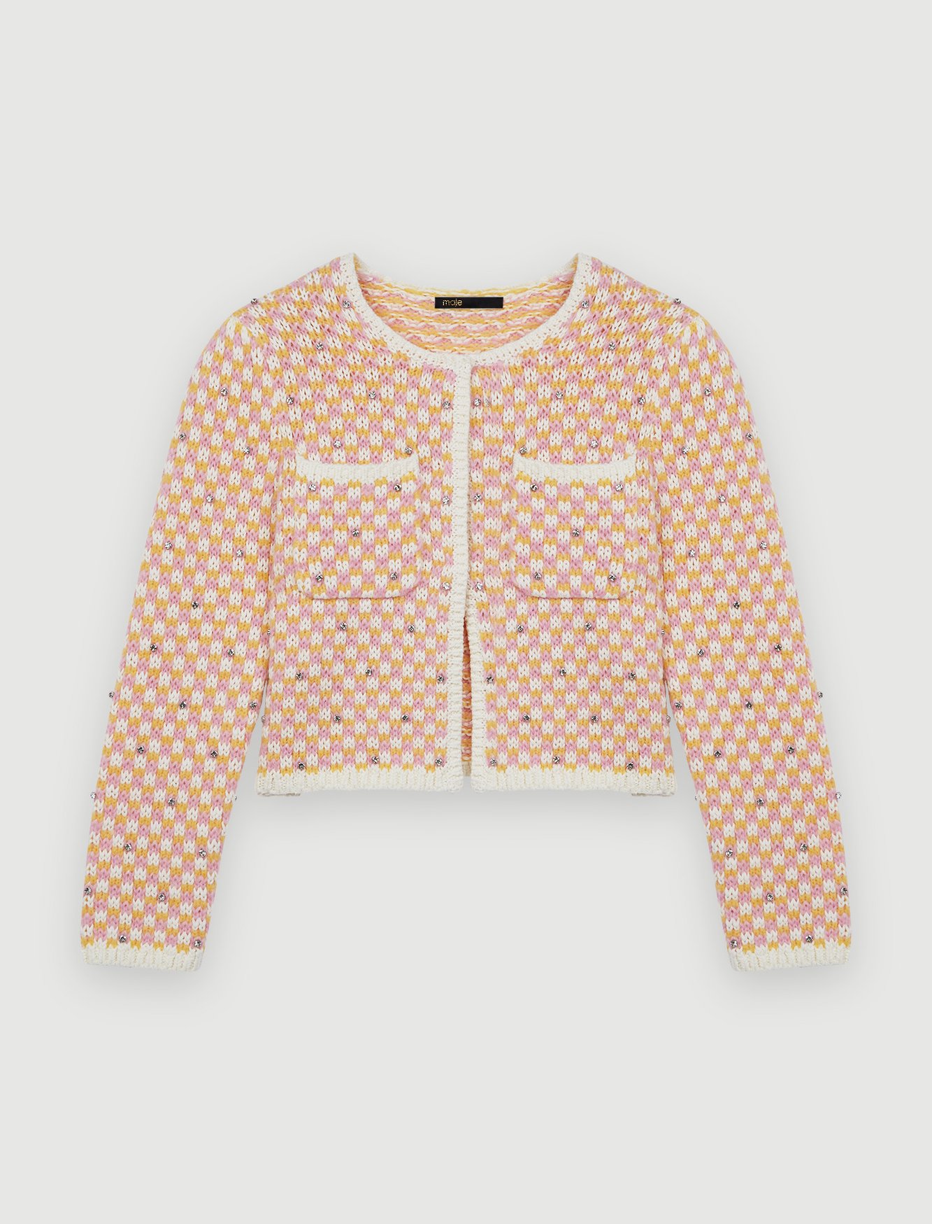 Decorative knit and rhinestone cardigan