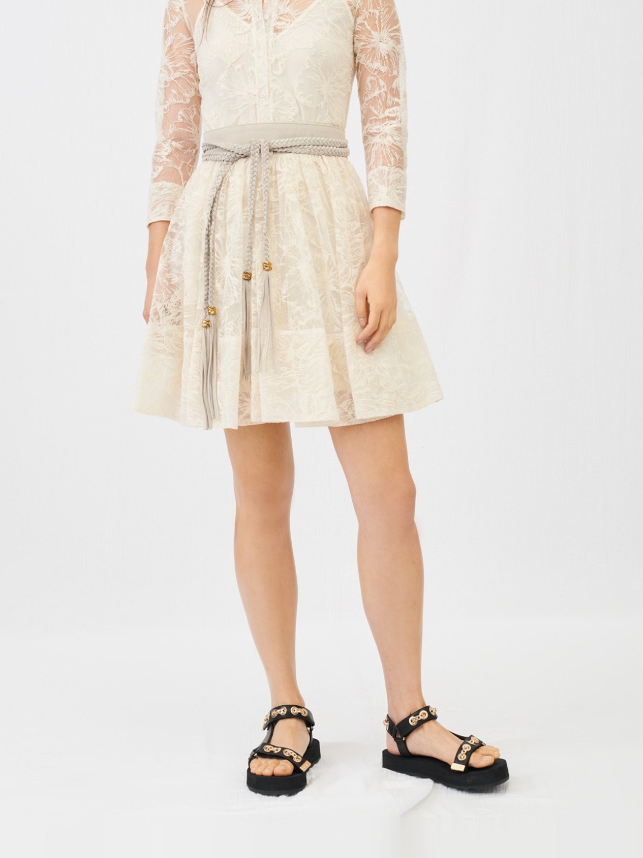Belted lace dress